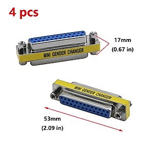 Antrader 4-Pack DB25 25 Pin Serial Port Female to Female Mini Gender Changer Coupler Adapter RS232 Connector