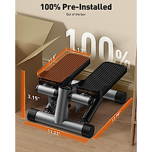 Sportsroyals Stair Stepper for Exercise, Mini Steppers with Resistance Band, Hydraulic Fitness Stepper Exercise Home Workout Equipment for Full Body Workout, 330lbs Weight Capacity