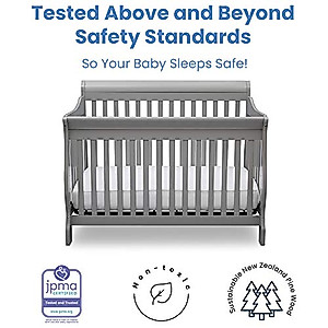 Delta Children Canton 4-in-1 Convertible Crib, Grey + Serta Perfect Slumber Dual Sided Recycled Fiber Core Crib and Toddler Mattress (Bundle)