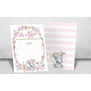 Elephant Baby Shower Invitation - Girl Pink Elephant Baby Shower - Jungle Baby Girl Shower Invite - It's a Girl - Baby Sprinkle Invite - 20 Fill-In Invitations - Envelopes Not Included