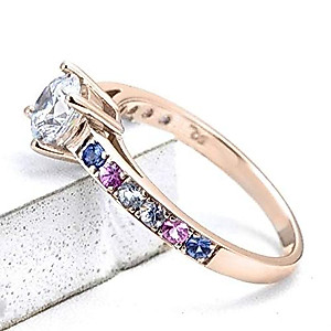 EQUALLI Transgender Flag Las Vegas Ring in 14K White Gold (Size: 4)