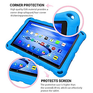 Fire 7 Tablet Case for Kids,Not Compatible with 2022 New, OQDDQO Extra Thick Protective Layer Double-Layer Shockproof in Four Corners Compatible with 9/7/5th Generation 2019/2017/2015 Release (Blue)