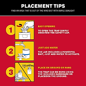Catchmaster Reusable Fly Traps Outdoor Jar 1-Pack, Bug Catcher and Flying Insect Trap with Food-Based Lure for Pest Control, Pet Safe, Non Toxic Bulk Fly Traps