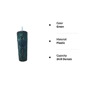Starbucks Emerald Green Jeweled Tumbler Cold Cup 24oz Tumbler with Straw