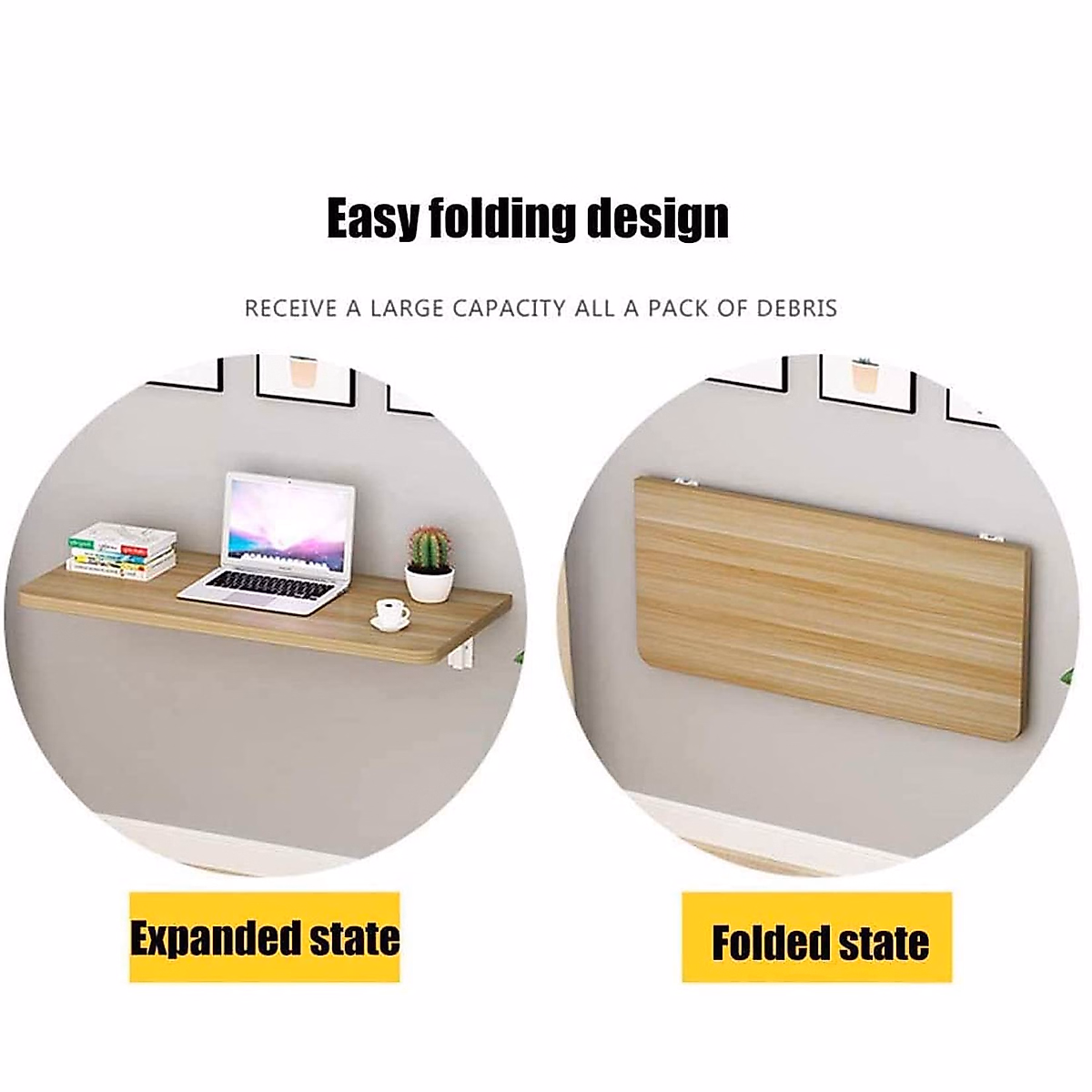 Wall-Mounted Table Wall Desk, Drop-Leaf Computer Table, Folding Heavy Duty Shelf Bracket Bench Table, Kitchen Dining Desk, for Office/Laundry Room