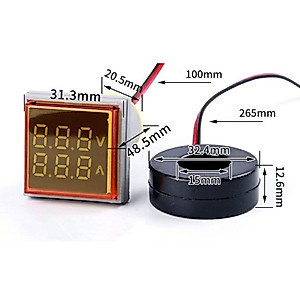 Szliyands AC Current and Voltage Indicator with Two-Digit Display, 22mm Square Head LED Multi-Function Measuring Instrument Monitor (Green)