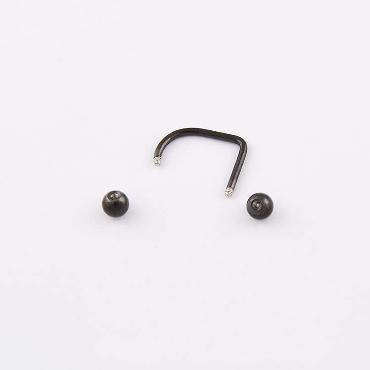 Mansheng 16G Stainless Steel Lip Monroe Medusa Hoop Rings C-Shaped Piercing Ball Lippy Loop Labret Lip Rings Piercing Jewelry for Women Men-Silver&Black