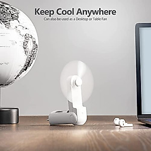 Handheld Mini Fan, 2 Speed Portable Fan, Rechargeable Hand Fan With Power Bank, White Personal Fan For Women & Kids, Quiet Table & Desk Fan For Office, Foldable USB Fan Great For Travel, Outdoors