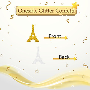 100pcs Eiffel Tower Confetti, Gold Glitter Paris Party Table Confetti, Paris French Theme Party Paper Scatters, Baby Shower/Bridal Shower Party Table Decoration