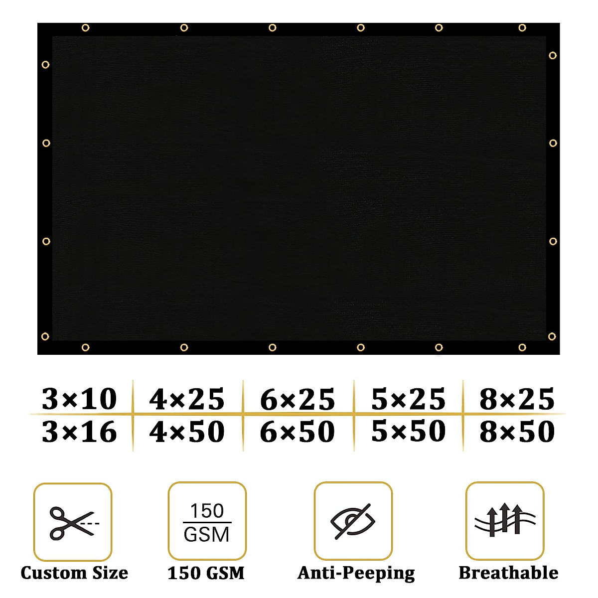 Shade&Beyond 5' X 25' Fence Privacy Screen Heavy Duty 170 GSM Fencing Mesh Shade Net Cover for Wall Garden Yard Backyard Indoor Outdoor Decoration, Black