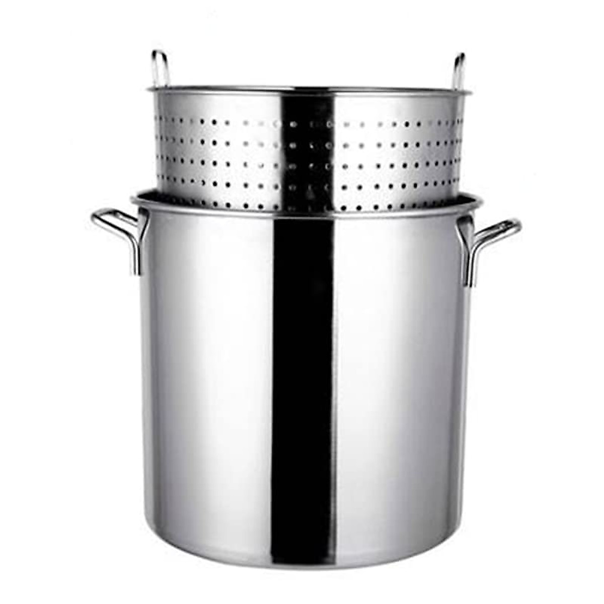 AIZYR 27Qt/45Qt/63Qt Stainless Steel Stock Pot Commercial Heavy Duty Turkey Deep Fryer Crawfish Clam Steamer with Strainer Basket for Soup, Broth & Stock, Chili Casserole,40cm/15.7inch