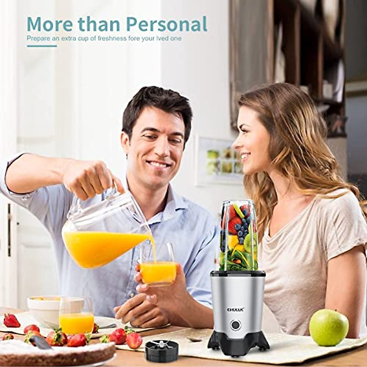 CHULUX 1000 Watt High Speed Bullet Blender for Shakes and Smoothies Countertop Kitchen Blender for Frozen Fruit & Veggies Capacity with 35OZ & 15OZ Two Blending Cups and One 20OZ Travel Bottle