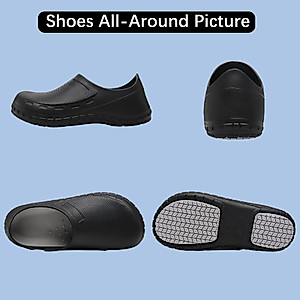 Non Slip Chef Shoes Women Zapatos De Cocina para Hombres Closed Toe Clogs Water Proof Comfortable Kitchen Work Shoe for Men Food Service Indoor Outdoor Restaurante Black/Size 7