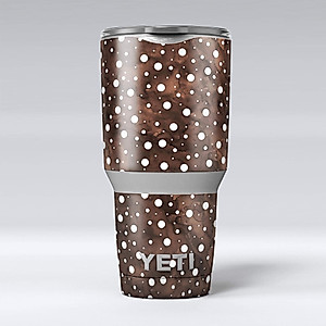 Design Skinz Brown and White Watercolor Polka Dots - Skin Decal Vinyl Wrap Kit compatible with the Yeti Rambler Cooler Tumbler Cups