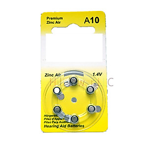Hillflower 12 Pieces A10 Size 10 10A PR70 Card 1.45V Heavy Duty Long Duration Hearing Aid Zinc Air Battery