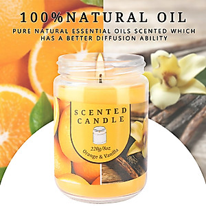 Pack of 2 Orange & Vanilla Odor Elimination Scented Candles Gift Set for Women, Soy Wax Aromatherapy Candles for Home