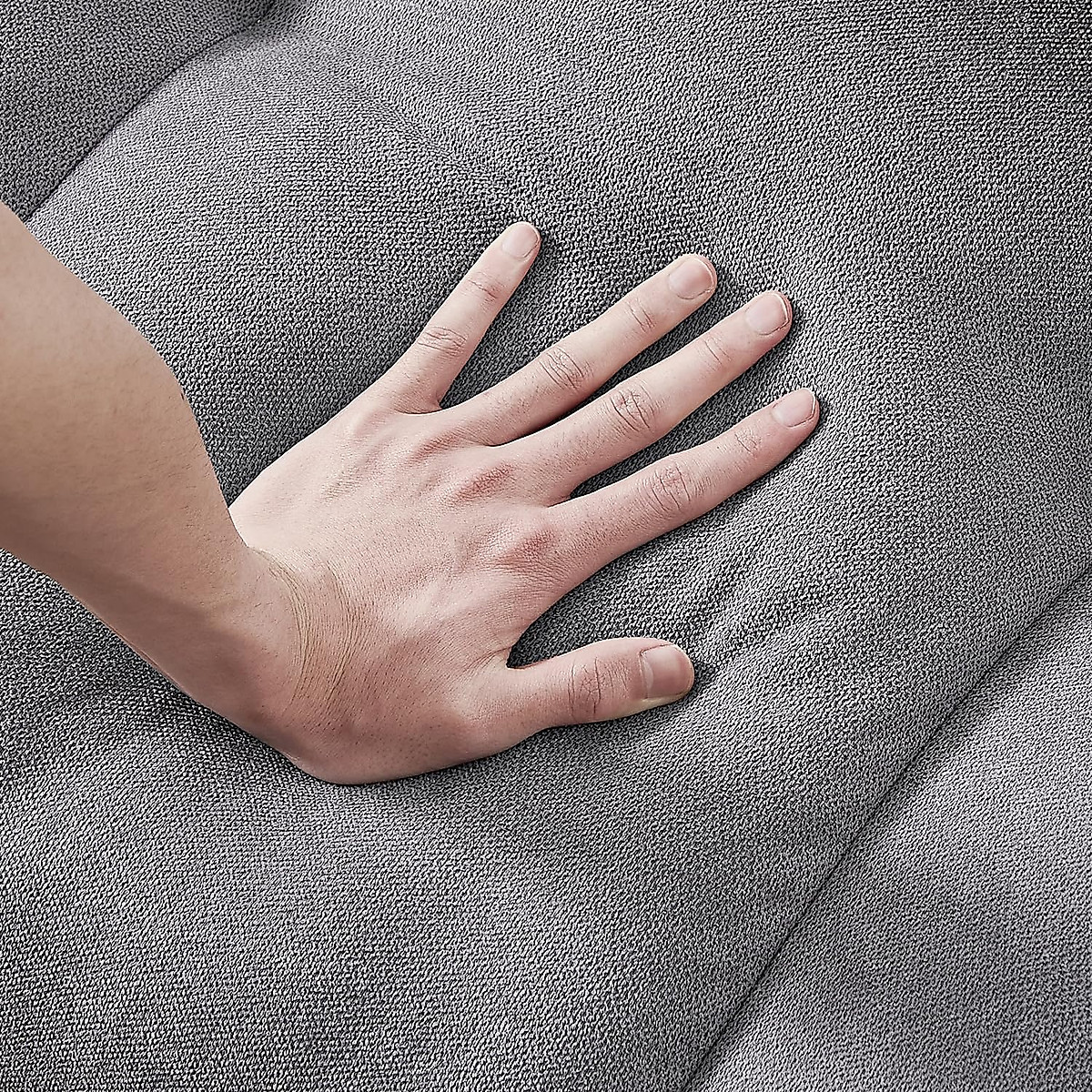 Antetek 81-inch Oversized Futon Sofa Bed, Modern Tufted Linen Fabric Convertible Sleeper Sofa Couch, Oversized Loveseat Sofa with 3 Adjustable Positions and 8 Wooden Legs for Living Room Office, Grey