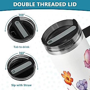 FRCSDIY Cartoon Planet Insulated Tumbler with Handle and Straw Lid,30oz Leakproof Stainless Steel Cup BPA-Free Water Bottle