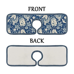 Absorbent Kitchen Faucet Mat 3 Pieces Retro Foxes Faucet Sink Splash Guard Bathroom Counter and RV,Faucet Counter Sink Water Stains Preventer