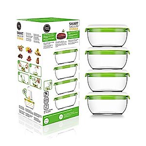 FOSA Vacuum Seal Food Storage System Reusable Small Containers, 4 pack, 20oz with size 2.87 x 5.31inch (Vacuum Pump not Included)