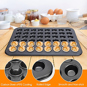 GOTOTOP Cupcake Pan, 48‑Cup Nonstick Mini Round Cupcake Pan Tray Baking Mould Bakeware Cooking Accessory, 48 Cups Muffin and Cupcake Pan, Grey