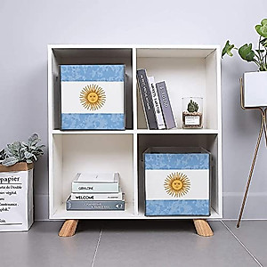 Retro Argentina Flag Large Cubes Storage Bins Collapsible Canvas Storage Box Closet Organizers for Shelves