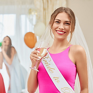 Ultimate Rose Gold Bachelorette Party Decorations Set - Including Bride to Be Sash, Veil, Confetti Balloons, Banner, Fringe Curtain