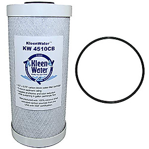 Carbon Filter, KleenWater KW4510CB Carbon Block Water Filter Cartridge, Compatible with 32-425-125-975, RFC-BB, WHEF-WHHPCBB, CBC-BB and EP-BB, Includes Replacement O-ring (1)