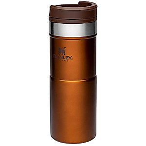 Stanley NeverLeak Travel Mug .35L / 12OZ Maple – Leakproof - Tumbler for Coffee, Tea & Water - BPA FREE - Stainless-Steel Thermo Cup - Rotating lid covers drink when closed - Dishwasher Safe