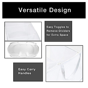 Smart Design Deluxe Mesh Pop Up 3 Compartment Laundry Sorter Hamper Basket - VentilAir Fabric Collapsible Design - for Clothes & Laundry - Home Organization (Holds 6 Loads) (33 x 15 Inch) [White]