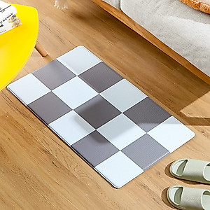 MINISO Kitchen Mat Cushioned Anti-Fatigue Rug, 17"x 30", Non-Slip & Waterproof, Heavy Duty PVC Ergonomic Comfort Mat for Kitchen, Home, Office, Laundry, Black