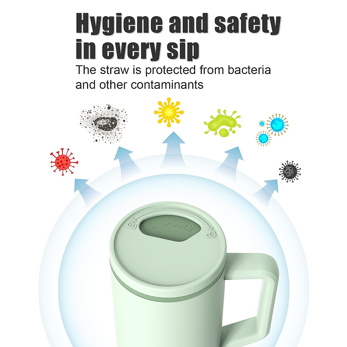 KISSKIND 40 oz Tumbler with Handle and Straw Lid, 100% Leakproof Insulated Cup Travel Coffee Mug Water Bottle, 2 Pcs