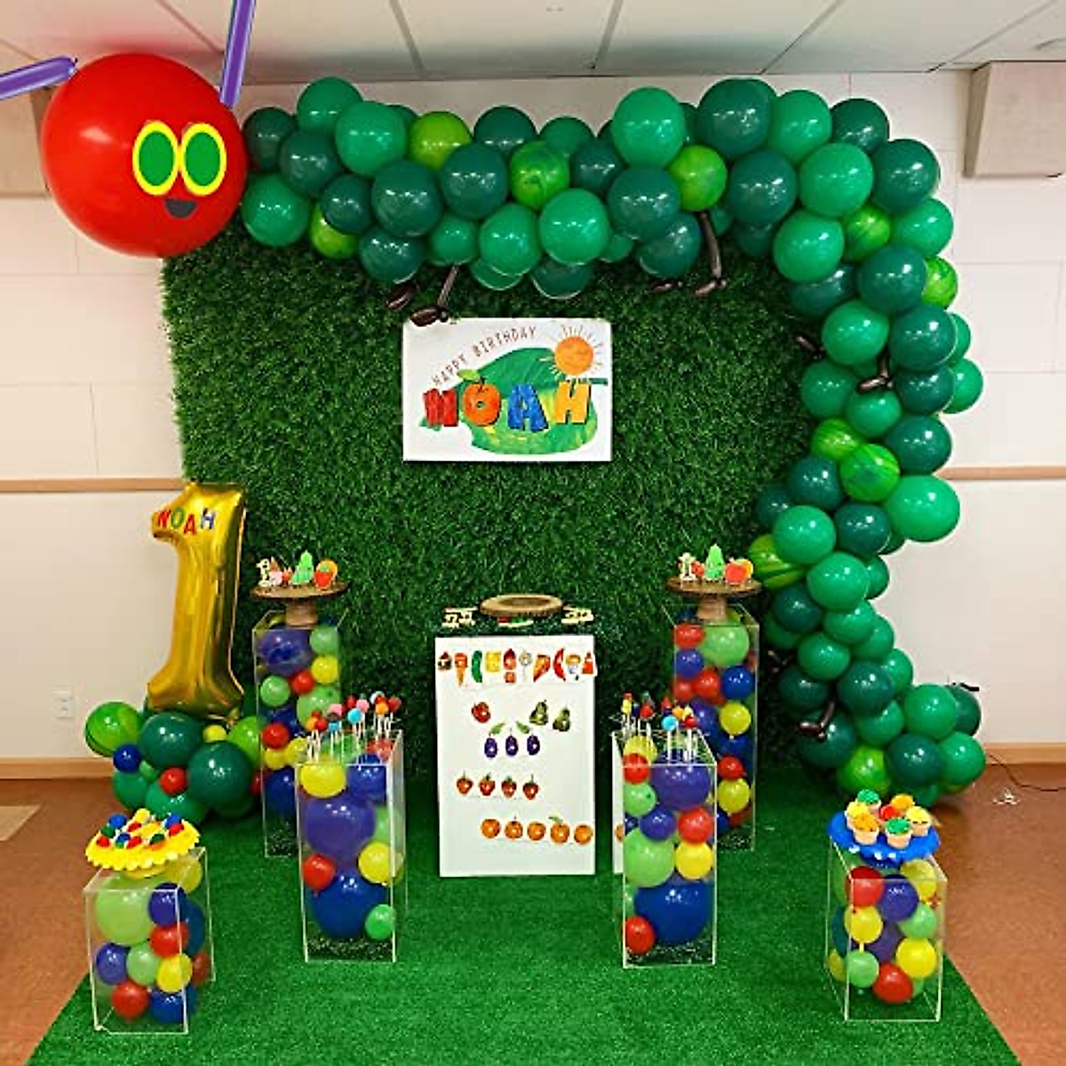 Beaumode DIY 141pcs Green Caterpillar Balloon Garland Kit For First Birthday Baby Shower Kids Hungry Caterpillar Themed Party Decoration (Green)
