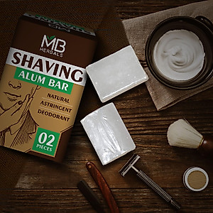 MB Herbals Shaving Alum Block 3.5 oz x 2 Pcs | Pack of 2 Alum Blocks 100G Each | Potassium Shaving Alum Block Bar 3.5 oz x 2 | No Fragrance | Stops Bleeding Minor Nicks Cuts After Shave