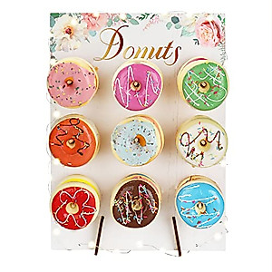 Donut Wall Stand with String Lights, Large Capacity Divava Reusable Donut Board Display for Parties, Wood Donut Party Decorations for Christmas parties, Baby Showers, Wedding, Great Gift for Christmas