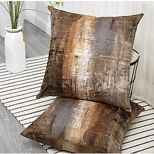 ONELZ Brown Throw Pillows and Grey Throw Pillows Decorative Pillow Covers for Couch Two Sides Printed, Fashion Style Zippered Cushion 18 X 18 Pillow Cover Set of 2,Brown and Grey