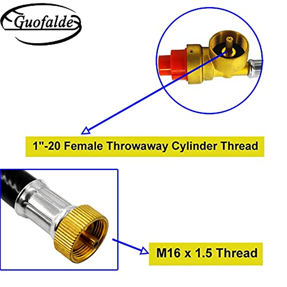 GUOFALDE 27.5 Inch Dual Fuel Camp Stove Replacement Hose, Propane Regulator Hose Convert to 1LB Disposal Bottle for Camping Gas Stove