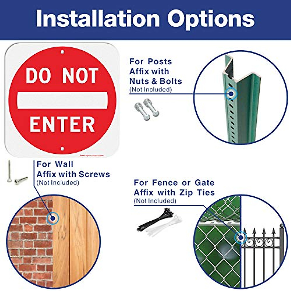 Do Not Enter Sign,12x12 Inch Square .040 Aluminum,Reflective Rust Free Metal Sign,Fade/ Weather Resistant,Easy to Mount,Indoor/Outdoor Use