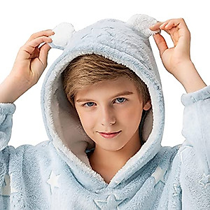Cozy Bliss Wearable Blanket Hoodie Glow in The Dark Oversized Hooded Sweatshirt Lightweight with Giant Hood Pocket Super Soft Warm Comfy Plush Gifts for Kids Women Men Birthday Halloween