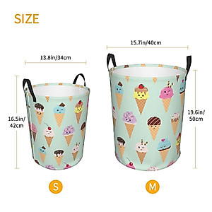 Ice Cream Cones Print Laundry Hamper, Storage Basket Toy Organizer Collapsible Waterproof For Bedroom Bathroom