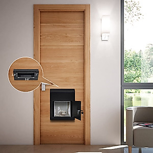 xydled Door Drop Box for Mail, Heavy Duty Mail Boxes with Key Lock,15''x12''x6'',Locking Metal Mailbox Door Mounted,Through The Door Safe Locking Drop Box, Black Upgrade