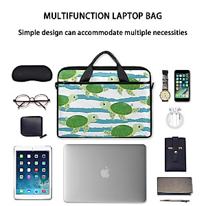 Cartoon Turtle Stripe Laptop Computer Bag Waterproof Shoulder Messenger Bag 13-15 inch Durable Laptop Tote Bag with Shoulder Strap Handle Lightweight Crossbody Briefcase