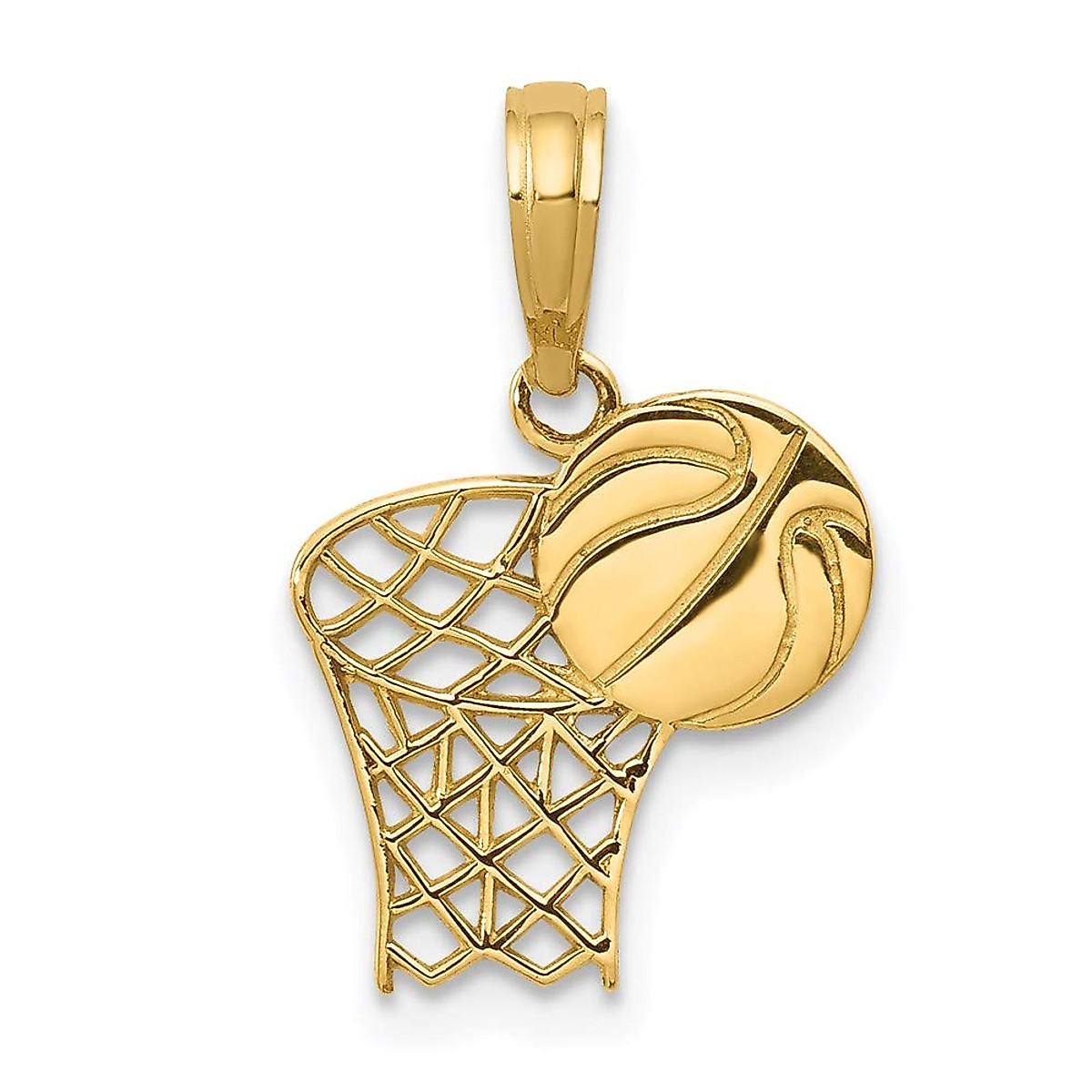 14k Basketball Hoop and Ball Pendant QC3777