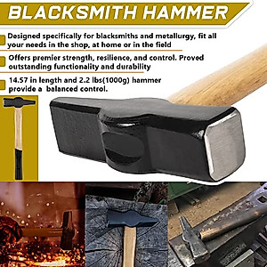 Blacksmith 15” Wolf Jaw Tongs and Hammer Tool Set Essential Tools for Blacksmith Bladesmith Forge
