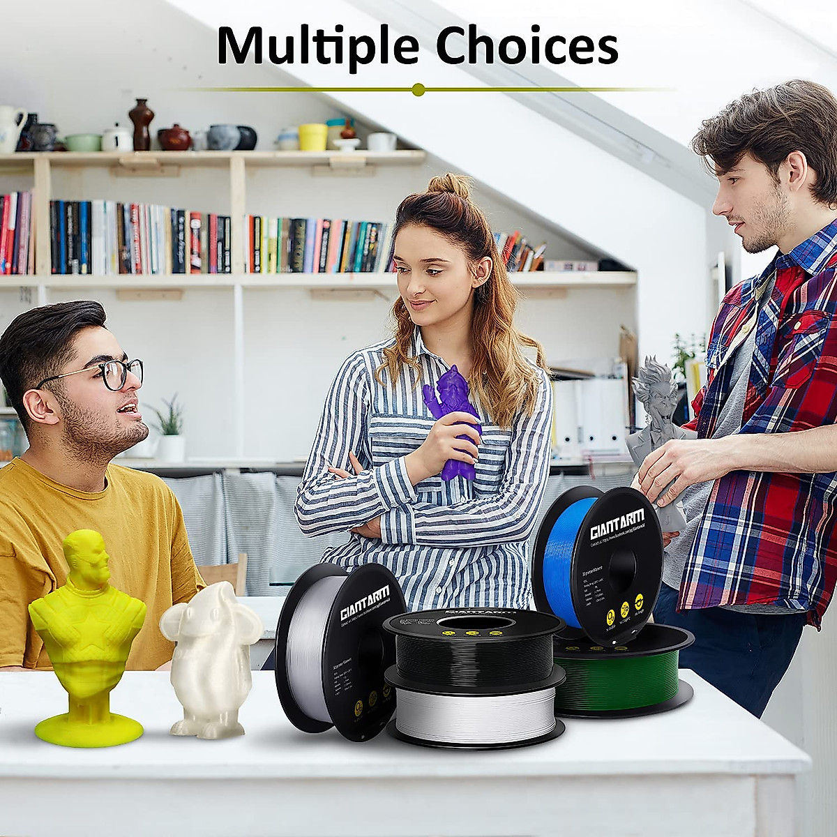 GIANTARM Black PETG 3D Printer Filament Toughness Enhanced 1kg (2.2lbs), 1.75mm Dimensional Accuracy +/-0.03mm, 1080 Feet（330m)/Roll, Vacuum Package, Fit for Most 3D FDM Printer