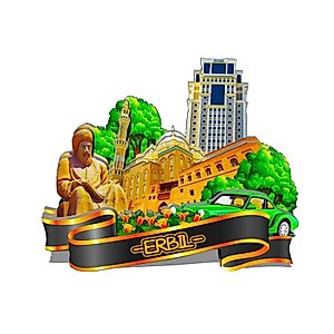 Iraq Erbil Magnet Fridge Magnet Wooden 3D Landmarks Travel Collectible Souvenirs Decoration Handmade -649
