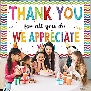 Partydream Thank You for All You Do Backdrop We Appreciate You Banner Decoration Thank You Banner Background Employee Staff Appreciation Gifts Teacher Doctor Graduation Appreciation Party Decor