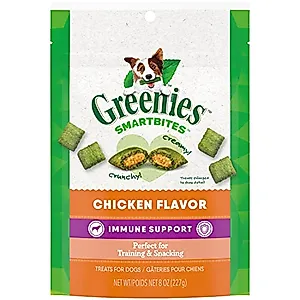 Greenies SMARTBITES Immune Support Crunchy & Soft Dog Treats, Chicken Flavor, 8 oz. Pack