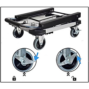 Platform Truck Flat Handtruck Aluminum Alloy Platform Truck Load 330lbs Folding Push Cart Brake Wheel Moving Dolly Cart Heavy Flatbed Cart Reliable