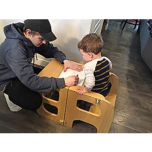 Exception Woodcrafts Convertible Tower,Convertible Helper tower - table/chair Step'n'Sit all-in-one, Montessori learning stool, kitchen step stool